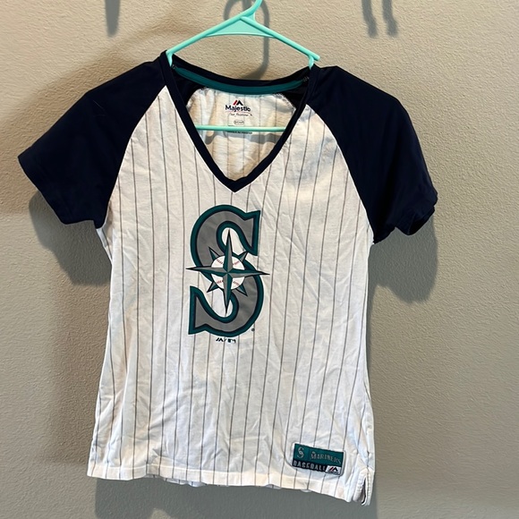 Majestic | Tops | Seattle Mariners Womens V Neck T Shirt Size Small ...